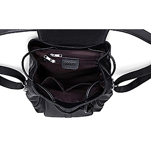 COOLCY New vintage Women Real Genuine Leather Backpack Purse SchoolBag (Black)