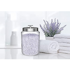 KooK Glass Large Kitchen Canister Set, Food Storage Containers, Bathroom Jars, Airtight Lids, 3.7 Liters.98 gallons, Set of 2 (Stainless Steel)