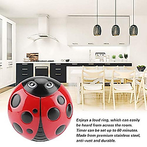 Kitchen Cooking Timer, Kitchen Timer, Ladybug ABS material Mechanical Wind-Up Anti-Rust Durable 60 Minutes for Cooking Game Exercise Office