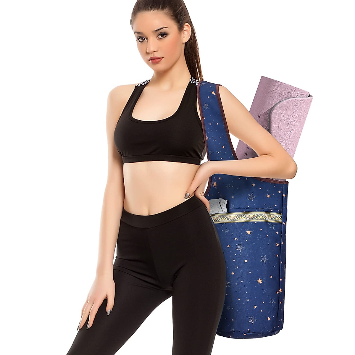 KYKU Blue Yoga Mat Bag Extra Large Yoga Bags and Carriers, Holds More Yoga Accessories, Fit Most Size Mats