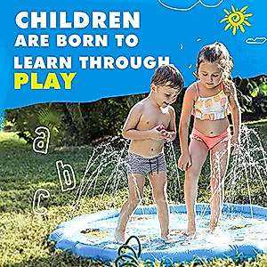 Sprinkler for Kids & 5 Bath Toys for Babies & Toddlers 6M+, Splash Pad, and Wading Pool for Learning with Matching ABC Animal Buddies, MoldFree Pool Toys