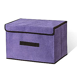 LELE LIFE Foldable Storage Box with Dustproof Lid and Handle, Foldable Storage Bin Collapsible Storage Organizer for Closet, Bedroom, Home, Purple