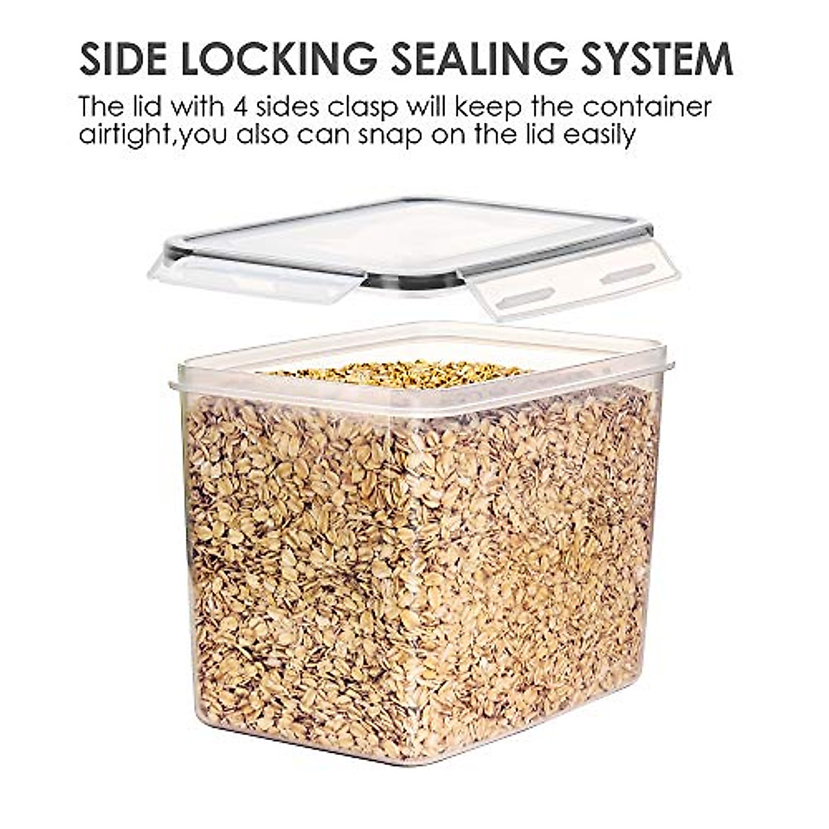 Vtopmart Airtight Food Storage Containers 6 Pieces - Plastic BPA Free Kitchen Pantry Storage Containers for Sugar,Flour and Baking Supplies - Dishwasher Safe - Include 24 Labels, Black