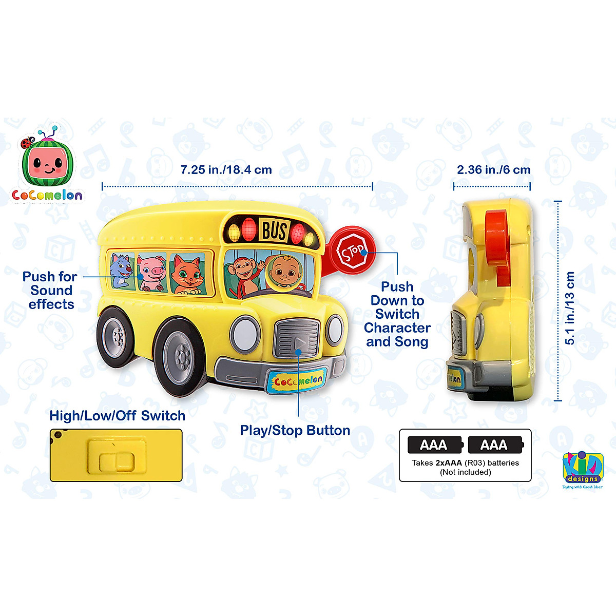 Cocomelon Musical Bus for Kids - Yellow School Bus with Built-in Cocomelon Songs and Sound Effects Fun Musical Cocomelon Toy for Cocomelon Merchandise Fans Bus Toy for Toddlers with Flashing Light