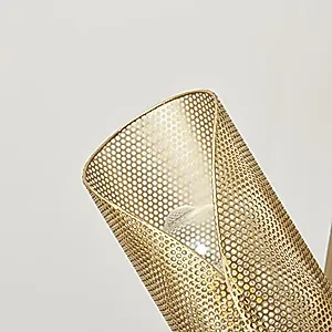 Brightech Lyra LED Tree Floor Lamp for Mid-Century Modern, Contemporary, Industrial Décor, 3 Light Head Standing Lamp with Metal Cage Shade, Standing Pole Tall Lamp for Living Room, Bedroom - Brass