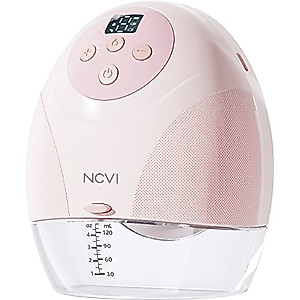 NCVI Wearable Breast Pump, Breast Pump Hands Free, Double Electric Breast Pump, Portable Breast Pump with 3 Modes & 9 Levels, Wireless Breast Pump, LCD Display, Rechargeable, 21/24mm Flanges, 1 Pack