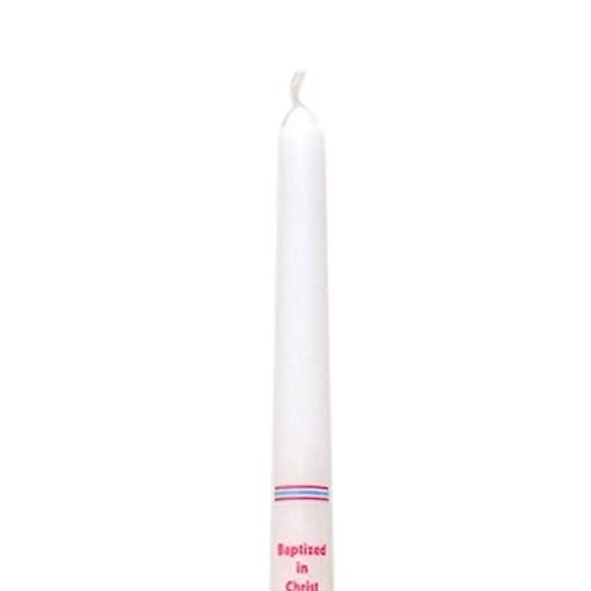 Baptized in Christ Catholic White Baptism Taper Candle, 10 Inch
