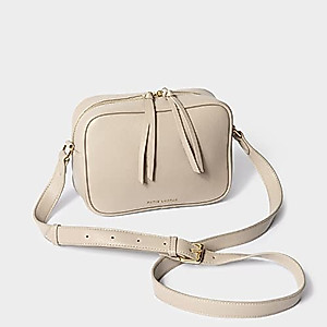 KATIE LOXTON Isla Womens Small Vegan Leather Adjustable Strap Convertible Crossbody Clutch Handbag Purse Taupe