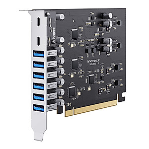 Inateck Power Supply USB PCIe Card Total 16 Gbps Bandwidth, USB 3.2 Gen 2, with 8 USB Ports KU8212