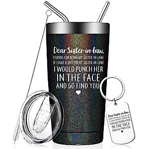 Fufendio Sister in Law Gifts - Sister in Law Mothers Day Gifts - Birthday Gifts for Sister in Law - Sister in Law Tumbler 20oz