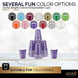 Amcrate Disposable Plastic Cups, Purple Colored Plastic Cups, 18-Ounce Plastic Party Cups, Strong and Sturdy Disposable Cups for Party, Wedding, Christmas, Halloween Party Cup, 50 Pack