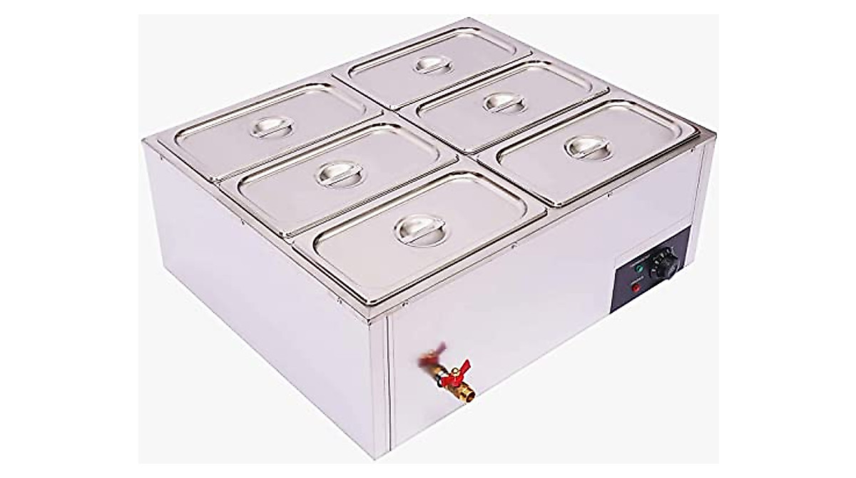 Commercial Food Warmer 6-Pan Buffet Server with Adjustable Heat