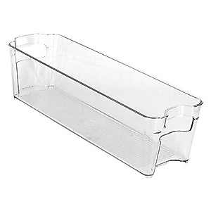 Glad Plastic Refrigerator Organizer Bin – Clear Stackable Fridge/Freezer Storage Container, 14.5” x 4.2” x 4”