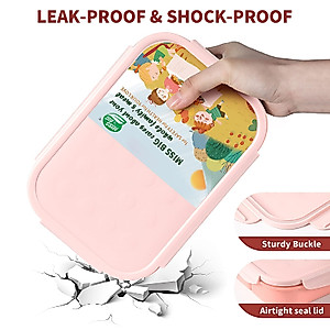 MISS BIG Bento Box, Bento Lunch Box,Ideal Leak Proof Bento Boxes for kids,Mom’s Choice Kids Lunch Box, No BPAs and No Chemical Dyes,Microwave and Dishwasher Safe(Light Pink&Purple)