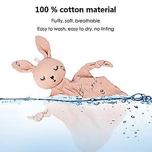 Organic Cotton Muslin Lovey Blanket, Organic Cotton Muslin Kara Security Blanket Soft & Breathable Lovie Baby Gifts for Boys and Girls