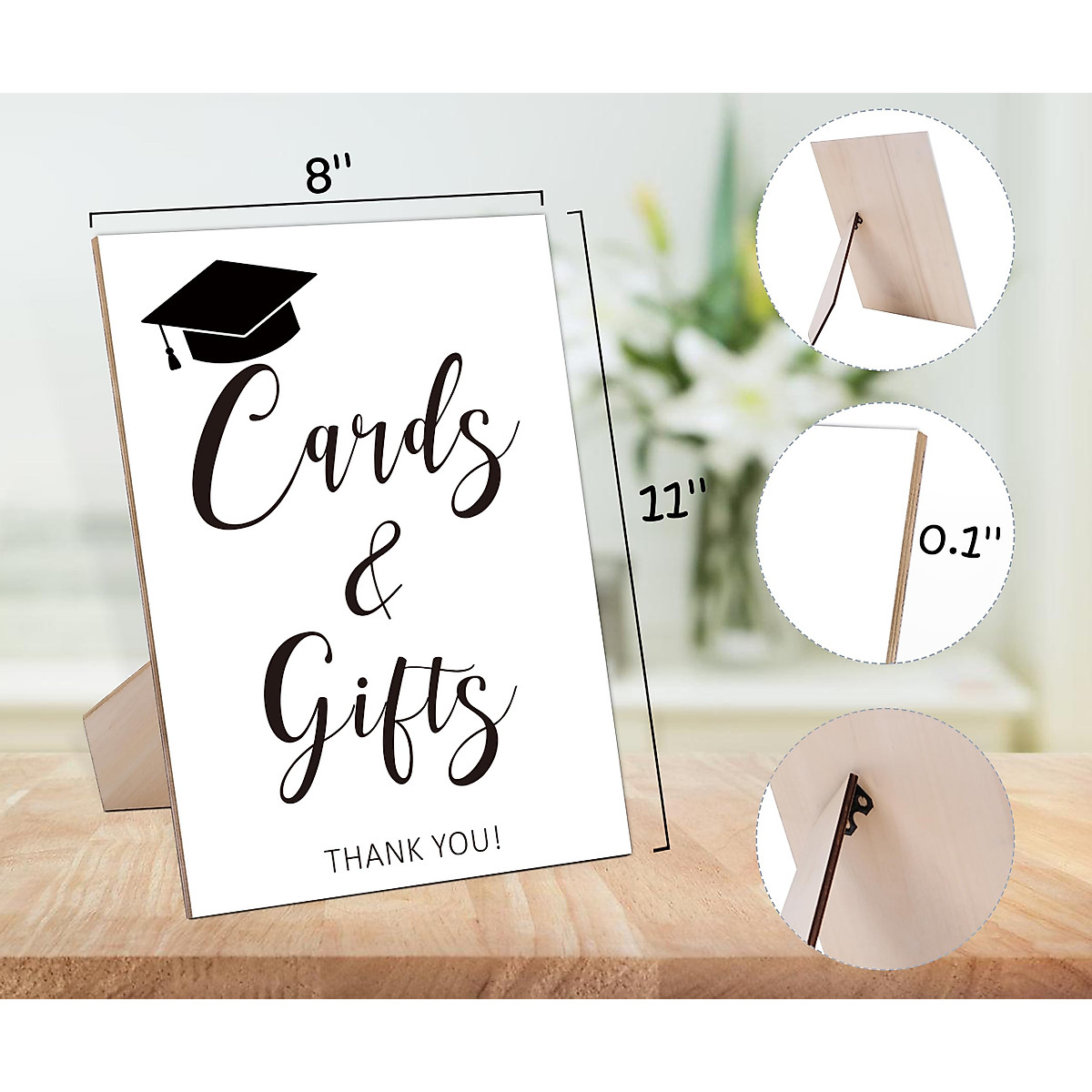 Gifts and Cards Sign with Stand,Modern Graduation Sign,Graduation Decorations Class of 2024,Table Toppers,Artwork Home Shelf Wall Decoration,Graduation Party Supplies Favors Gifts,Farewell Gift,2