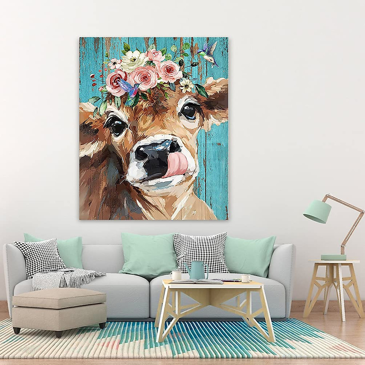 Cow Diamond Art Painting Kits for Adults - Round Full Drill Diamond Dots Paintings for Beginners, 5D Paint with Diamonds Pictures Gem Art Painting Kits DIY Adult Crafts Diamond Art Project Kits