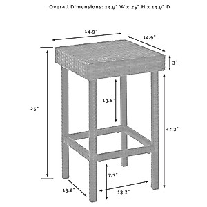 Crosley Furniture Palm Harbor Outdoor Wicker 24-inch Stools - Brown (Set of 2)