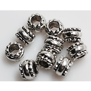 Sexy Sparkles 10 Pcs Silver Tone European Spacer Beads for Snake Chain Charm Bracelets