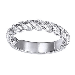 0.2 Ct White Diamond Twisted Engagement Wedding Ring In 14K Solid White Gold, Ring size-12.5