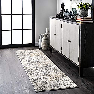 nuLOOM Abstract Contemporary Motto Runner Rug, 2' x 8', Beige