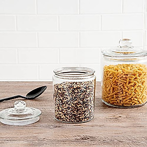 Restaurantware Vetri 0.5 Gallon Glass Storage Jar 1 Dishwashable Glass Cookie Jar - Airtight Seal Wide Opening Clear Glass Candy Jar Knob Handle Lid For Kitchen Laundry Or Storage