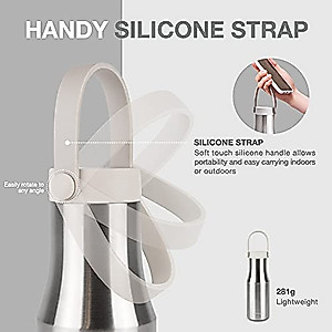 LocknLock Metro Bottle Double-Wall Insulated Stainless Steel with Silicone Handle, 16 oz, Silver