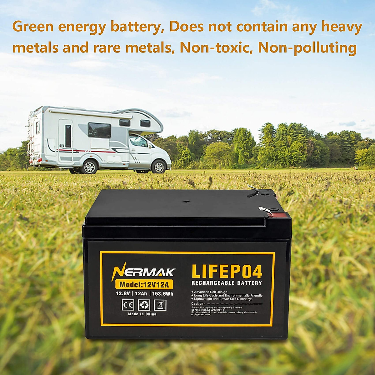 NERMAK 2 Pack 12V 12Ah LiFePO4 Deep Cycle Battery, 2000+ Cycles Lithium Iron Phosphate Rechargeable Battery for Solar Power,UPS,Lighting, Power Wheels, Fish Finder, Scooters and More, Built-in 12A BMS