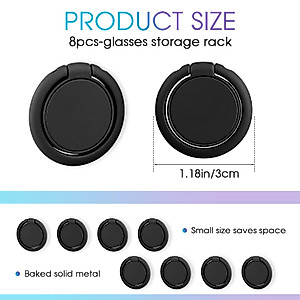 Hariendny 8 Pack Sunglasses Organizer Wall Mounted Sunglasses Holder Wall Hanging Glasses Organizer Eyeglass Holder (Black)