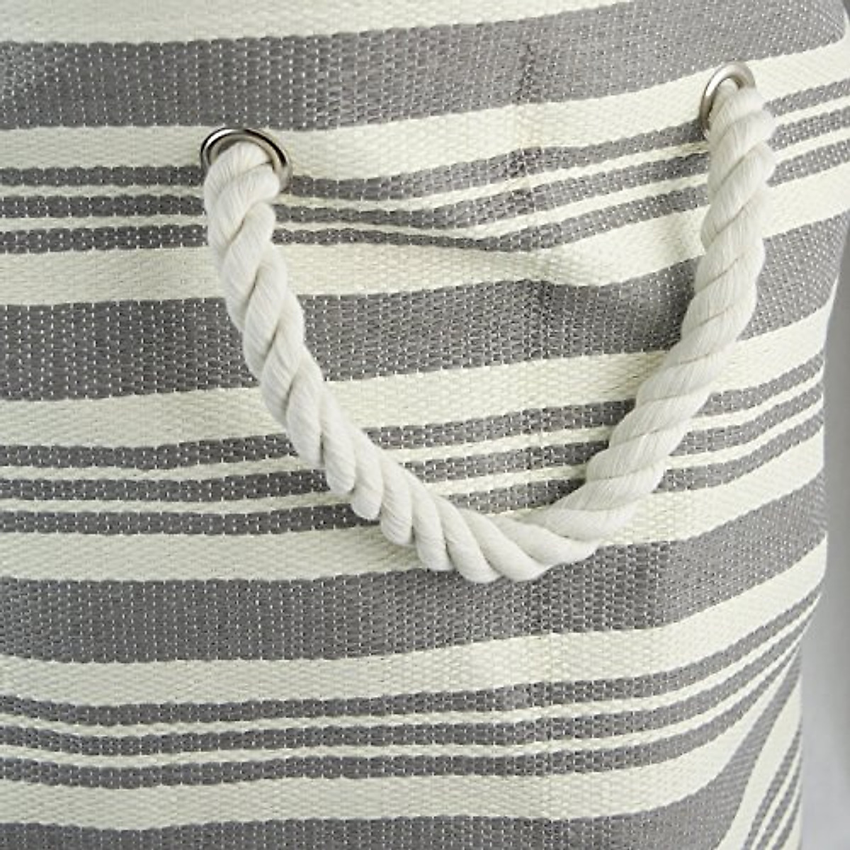 DII Woven Paper Storage Bin, Urban Stripe, Urban Gray, Large Round