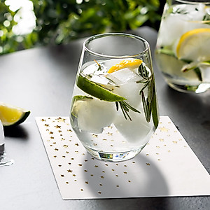 Stylish Gold Cocktail Napkins, Disposable 5x5 Inch Gold Paper Napkins, 100 Gold Star Napkins, 3 Ply White and Gold Napkins, Holiday Cocktail Napkins, Paper Christmas Cocktail Napkins