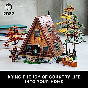 LEGO Ideas A-Frame Cabin 21338 Collectible Display Set, Buildable Model Kit for Adults, Gift for Nature and Architecture Lovers, includes 4 Customizable Minifigures and 11 Animal Figures