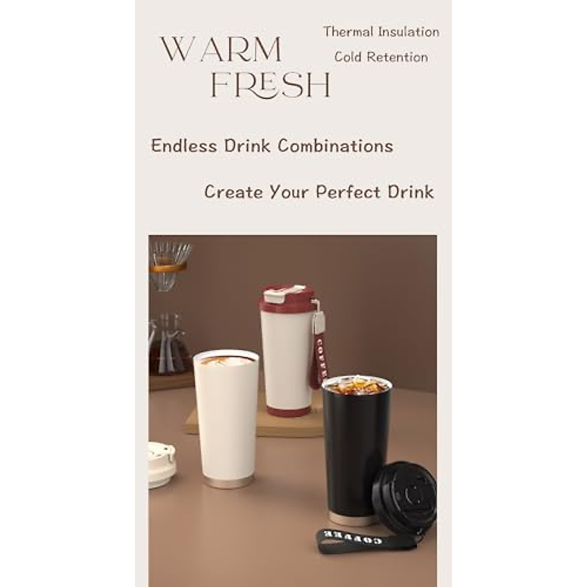 Stay Cool and Stylish with our Stainless Steel Iced Coffee Cup - 17.9oz, Red -Ceramic Inner Lining Includes Lid and Straw!