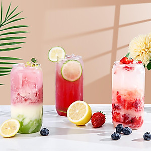 Nervure 20 Pack Can Shaped Plastic Cups - 16oz Plastic Drinking Classic Cups - Beer Can Plastic Cups - Iced Coffee Cute Tumbler Cup Cool Drinking Cups for Smoothie, Boba Tea, Cocktail