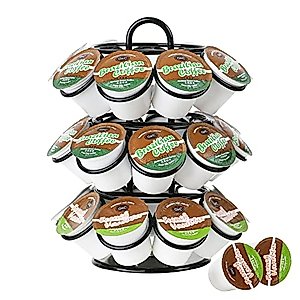K Cup Holder, Keurig Pod Holder K Cup Organizer, ZECENN Coffee Pod Carousel for K-cup Coffee Pods Storage Rack Compatible with Keurig Pods and Dolce Gusto, Holds 27 Coffee Pods, 360-Degrees Rotating, Sturdy Metal, No Assembly Required -Black