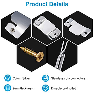 earthgadgets 4 Sets Sectional Couch Connectors Furnitures for Small Sofa and Sectionals, Sectional Sofa Connectors with Screws, Modular Sofa Connector Brackets Suitable for Small Sectional Couch