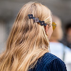 Femdela Hair Clips, 4-Pack Sparkling Crystal Stone Hair Clips for Women & Girls, Four-Leaf Clover Chopped Hairpin Duckbill Clip with 3 Small Clips for Styling Sectioning