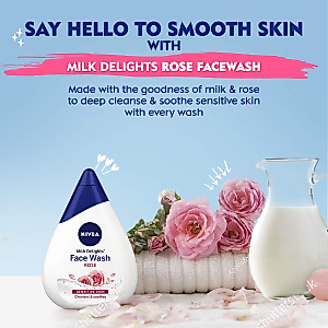 NIVEA Face Wash, Milk Delights Caring Rosewater(Sensitive Skin), 100ml
