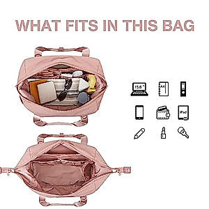 BAGSMART Gym Bag for Women, Carry on Weekender Overnight Bag, Travel Duffel Bags with Trolley Sleeve, Personal Item Travel Bag Tote Bag Workout Dance Bag, Dark Pink