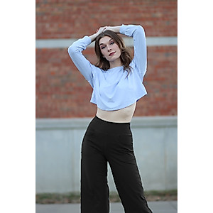 Promover Capri Pants for Women Yoga Pants with Pockets Wide Leg Cropped Pants for Casual Summer High Waisted Flare Legggings(Black,XXL,23")