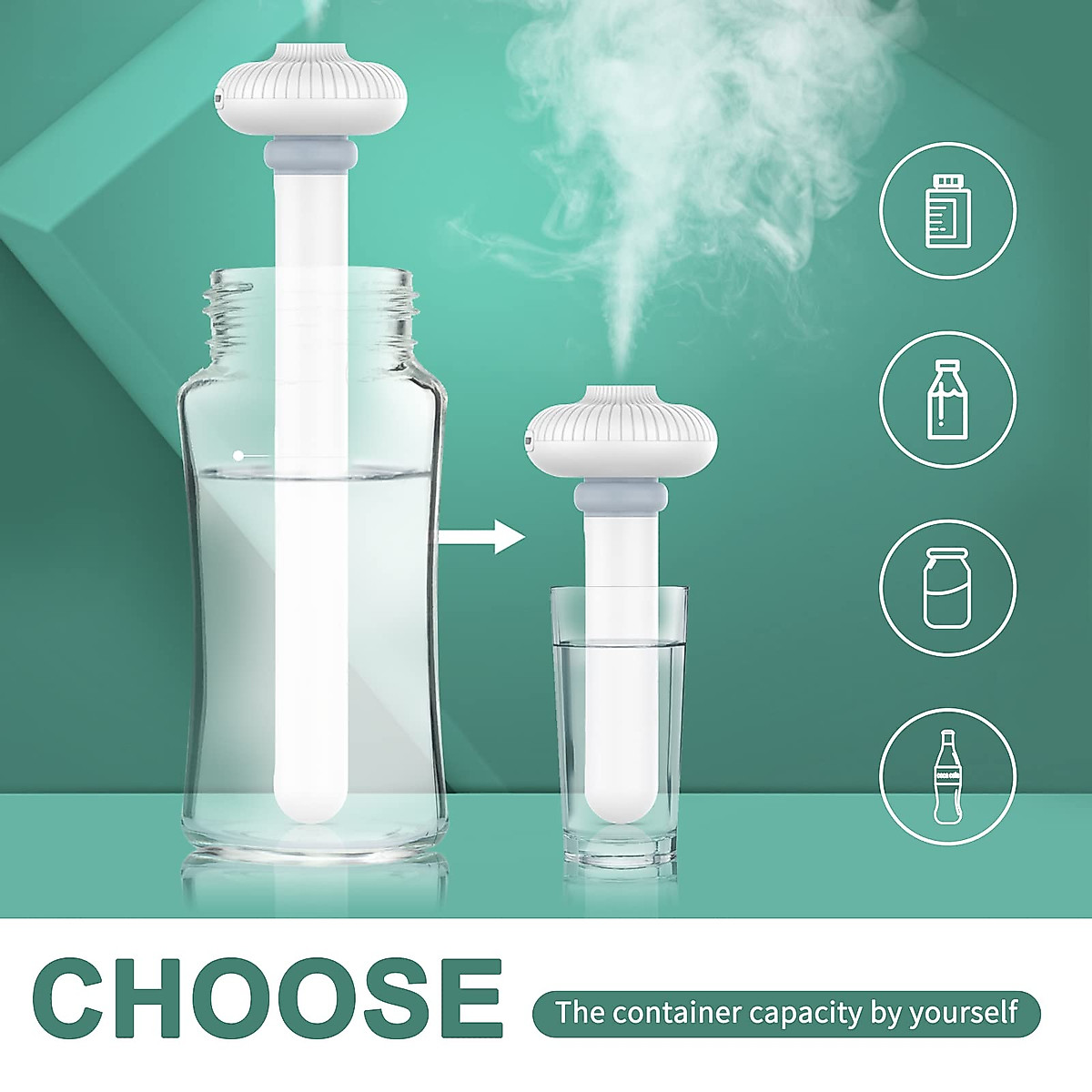 Mini Portable Humidifier for Car,Personal USB Powered Bedroom Quiet Humidifier with Container Diversity and Auto Shut Off,Ultrasonic Cool Mist Humidifier Plants, Car, Office, Hotel White