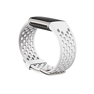 Fitbit Charge 5 Sport Accessory Band, Official Product, Frost White, Large