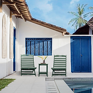 IVY&LANE Portable Xavier-Chairs Set of 4 | Folding-Adirondack-Chair | Wave | HDPE Plastic | Limited Edition | Forest Green | All-Weather Resistant | for Outdoor Fire-Pit Patio Lawn Beach Poolside