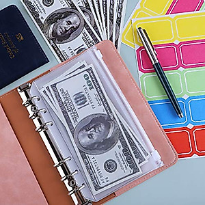 Antner A6 Budget Binder with Zipper Envelopes for Budgeting, Money Organizer for Cash, Budget Planner with Cash Envelopes, Money Saving Binder with Labels, Pink