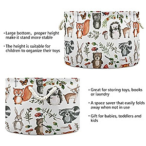 senya Storage Bin Basket Large Foldable Clothes Bag Round Collapsible Fabric Laundry Hamper Folding Washing Bin Woodland