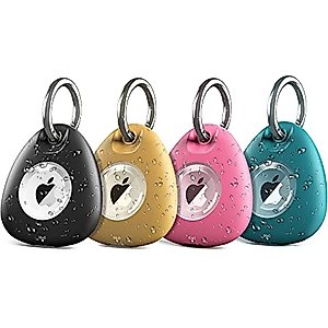 [4 Pack] v-Golvin for AirTag Case IPX8 Waterproof Airtags Holder with Keychain Ring Full Body Shockproof, Anti-Scratch Cover for Air Tag Tracker Finder Locator for Wallet, Cat, Dog Collar, Keys