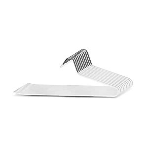 UPRA Multiple Slack/Trousers Pants Hangers 10 Pack Anti-Rust Chrome Metal Hangers,Non Slip Rubber Coating,Space Saving,Open Ended or Easy-Slide Pant Airing Wet Clothes-Without Neckline Wrinkles,White