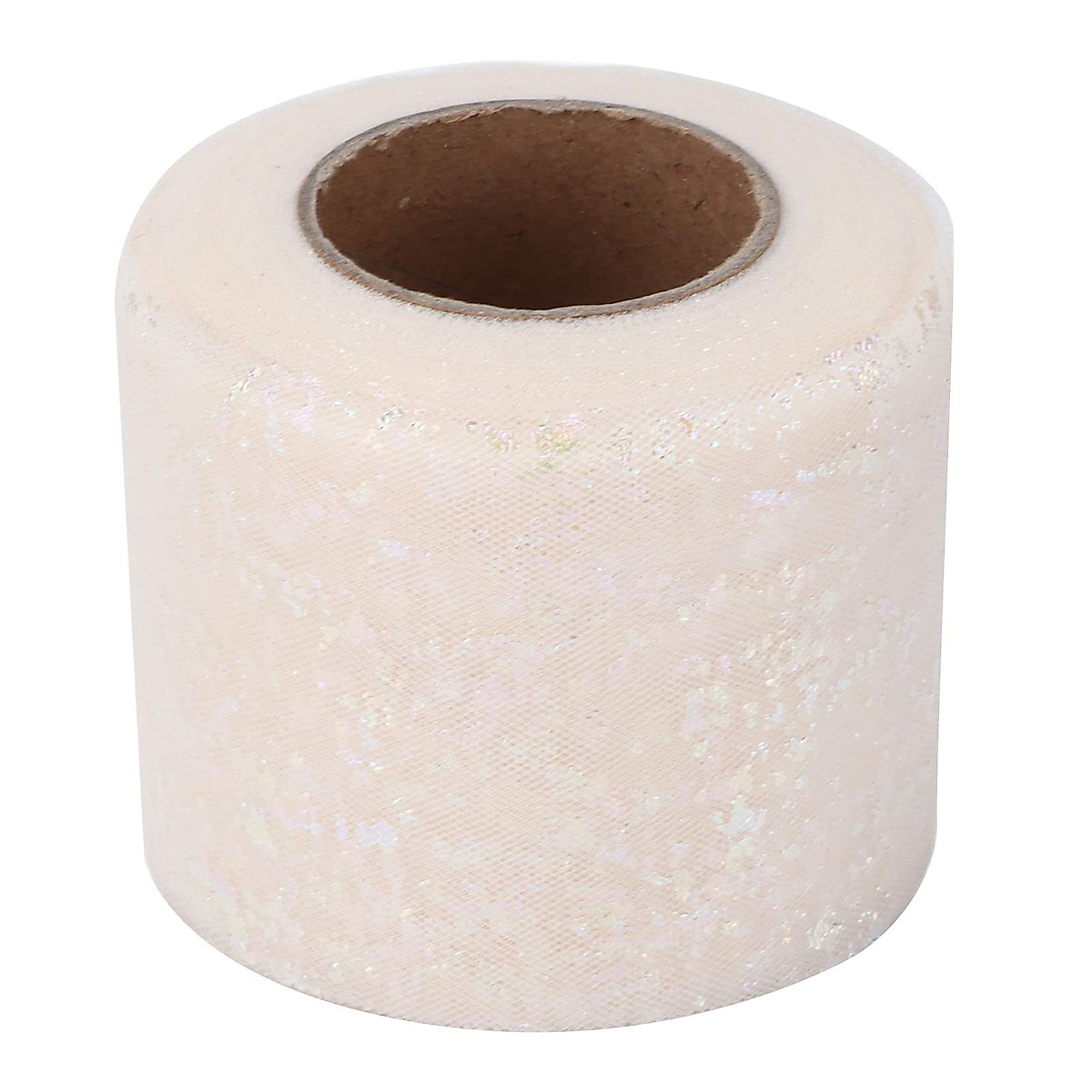 Tulle Fabric Roll, 25 Yards Glitter Tulle 6cm Width Sparkling Tulle Spool Ribbon Sequin Tulle Netting Fabric for Tutu Skirts Gift Wrap Bridal Decorations DIY Craft(Beige)