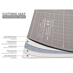 Elan Cutting Mat A4 Black and Beige, 5-Ply Craft Mat, Self Healing Cutting Mat 12x9, Craft Cutting Board, Art Mat, Imperial Sewing Mat, Quilting Mat, Hobby Mat, for Sewing, Quilting, Quilting supplies