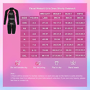 Flexel Wetsuit for Girls,2mm Neoprene Kid Wet Suit Shorty Wetsuit for Girls Long Sleeve Girls Wetsuit Thermal Swimsuit for Toddler Youth Wetsuit Girls Water Suit(Pink, L), Large